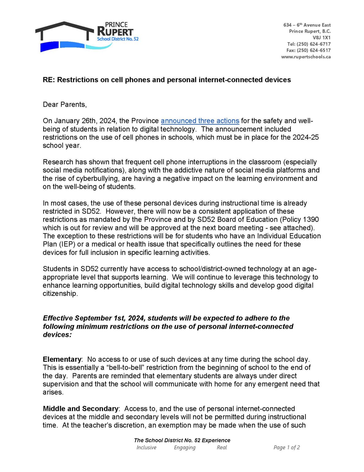 Cell Phone Policy – CHSS